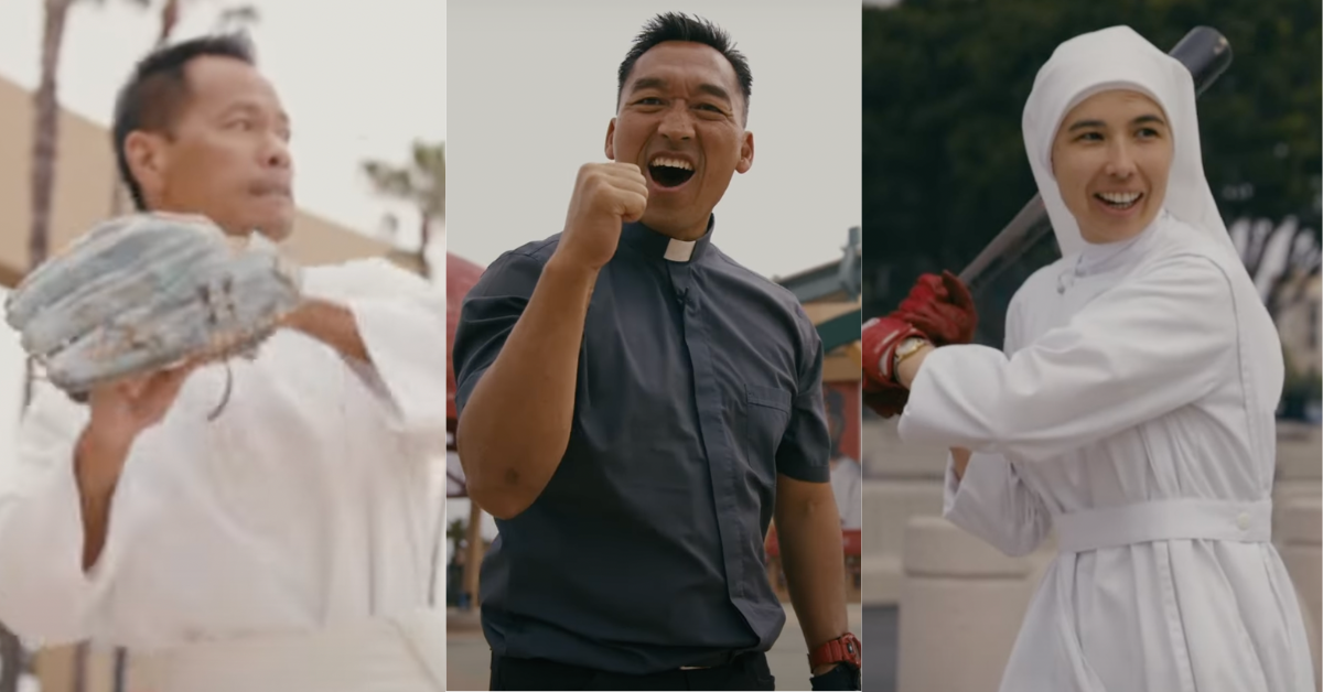 High Schoolers Teach Priests & Nuns to Play Baseball at Angels Stadium ...