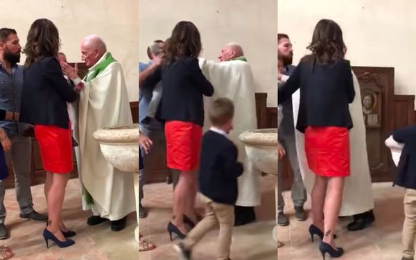 Priest Slaps Crying Baby During Baptism, Parents Wrestle Baby Away in ...