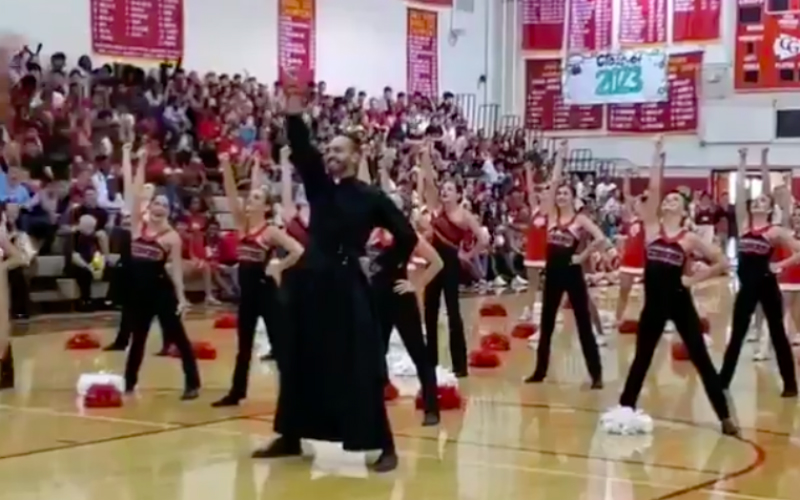 Priest Breaks Out in Epic Dance Routine at School Pep Rally, Dazzling ...