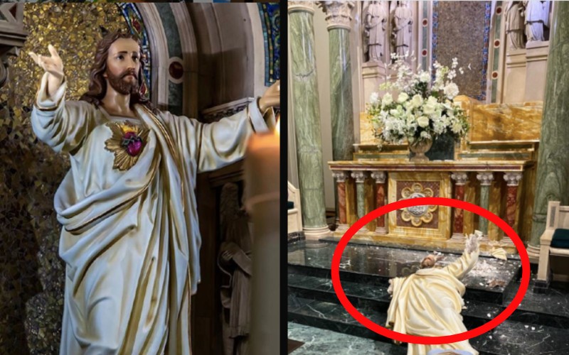 "We are Heartbroken": 90 Year-Old Sacred Heart of Jesus Statue ...