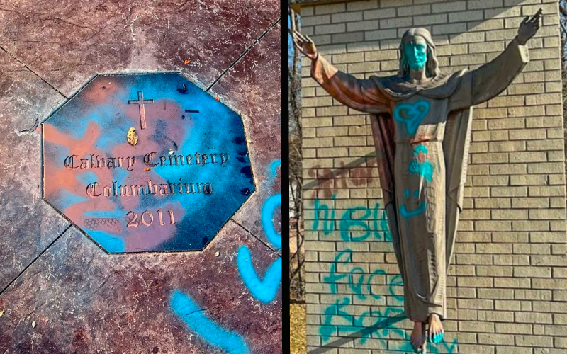 Vandals Desecrate Cemetery With Satanic Graffiti on Halloween in Bp ...